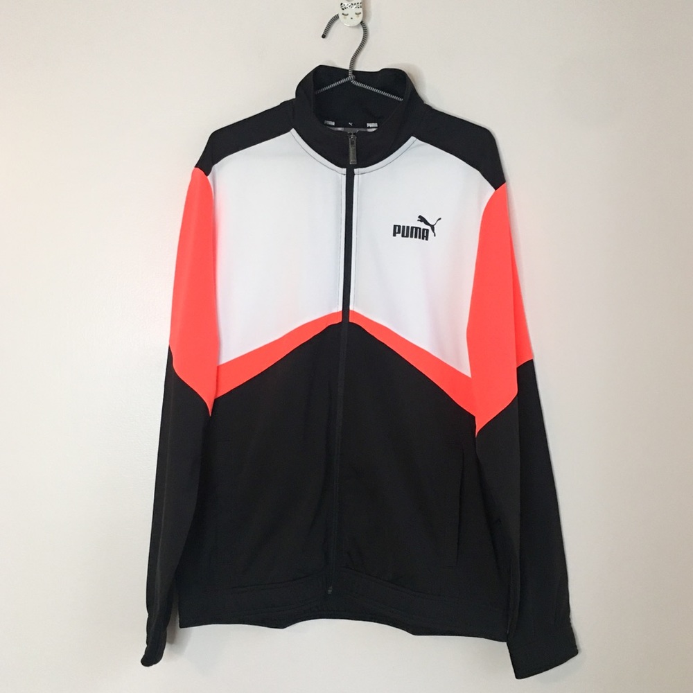 Puma Colorblock Retro Neon Track Jacket Black And Ora… - Gem